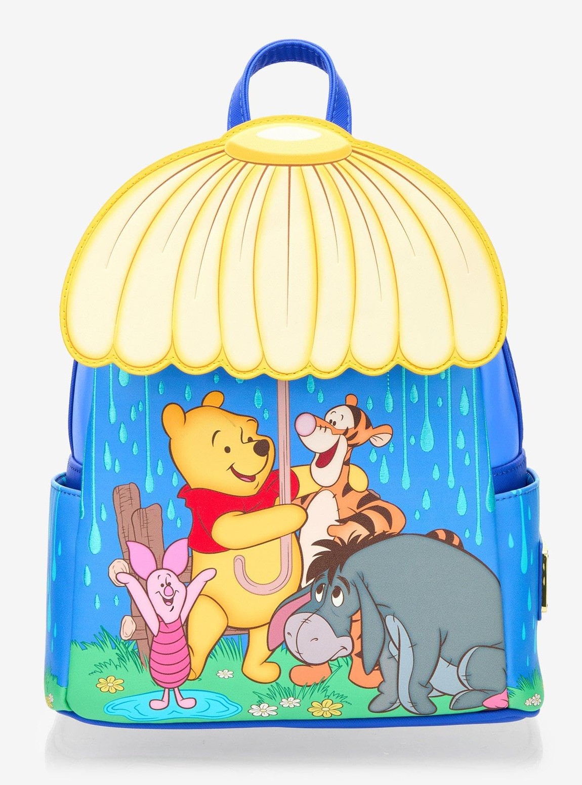 PRODUCT DETAILS Loungefly ディズニー くまのプーさん ミニバックパック 雨の日 傘 シーン BoxLunch限定 ブルー【商品仕様】・ アイテム種別：ミニバックパック・ 素材：フェイクレザー（合成皮革）・ 機能：調...