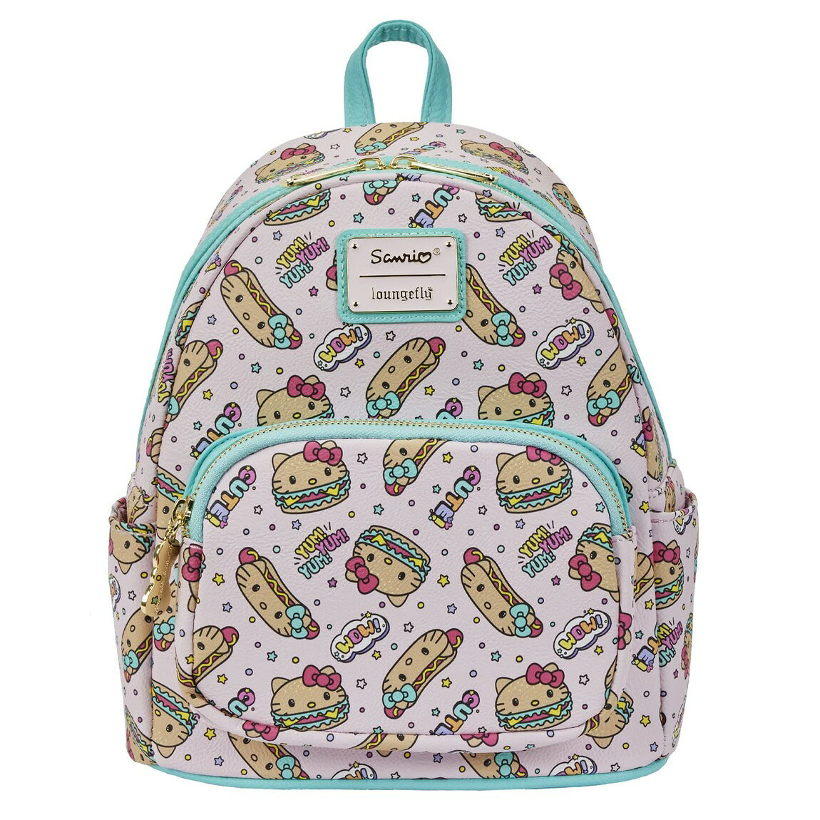 PRODUCT DETAILS Loungefly サンリオ ハローキティ バーガー AOP ミニリュック バックパック ジッパーチャーム付き【商品仕様】・ アイテム種別：ミニリュック / ミニバックパック・ 素材：フェイクレザー（合成皮革...