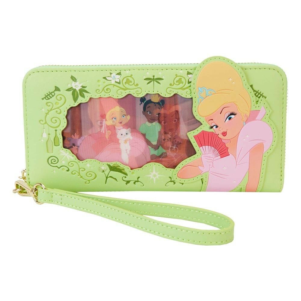 PRODUCT DETAILS Loungefly ディズニー プリンセスと魔法のキス ティアナ レンチキュラー 長財布 リストレット【商品仕様】・ アイテム種別：長財布（リストレット付き）・ 素材：ヴィーガンレザー（ポリウレタン）・ サイ...