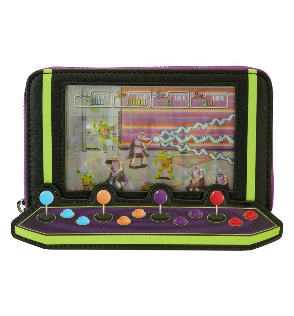 PRODUCT DETAILS Loungefly タートルズ TMNT 40周年 ビンテージ アーケード 財布 ラウンドファスナー ウォレット【商品仕様】・ アイテム種別：財布・ 素材：合成皮革・ サイズ：約15.2cm（幅）× 約10....