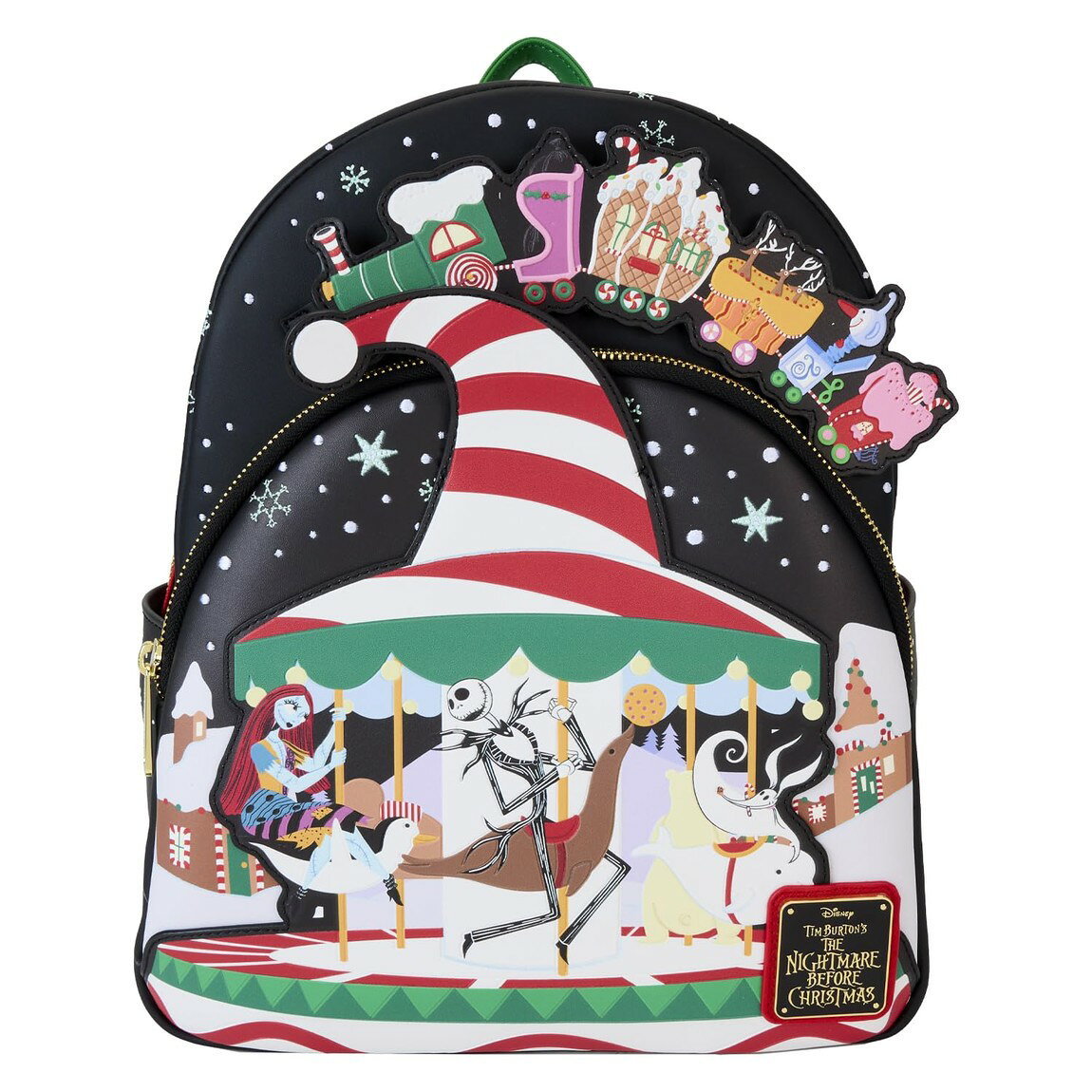 PRODUCT DETAILS Loungefly ディズニー ナイトメアー・ビフォア・クリスマス ミニバックパック ジャーニー トゥ クリスマス タウン 蓄光 アプリケ【商品仕様】・ アイテム種別：ミニバックパック・ 素材：ヴィーガンレザ...