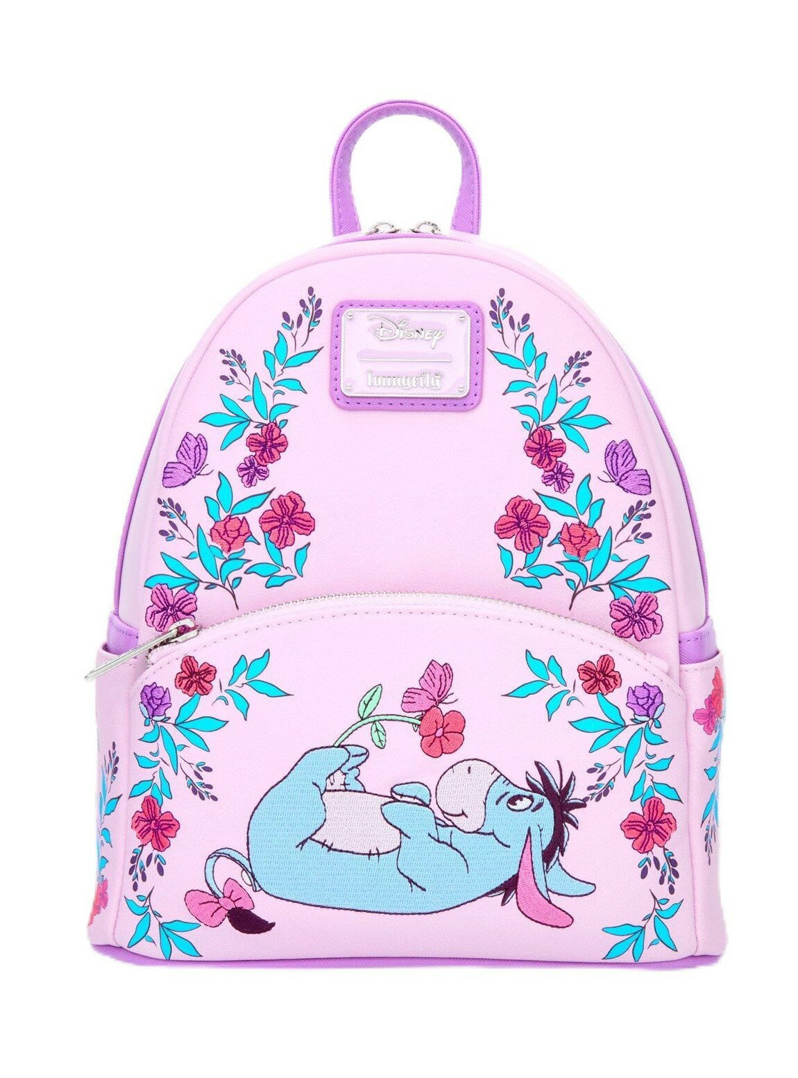 PRODUCT DETAILS Loungefly ディズニー くまのプーさん イーヨー フローラル ミニリュック パープル BoxLunch限定【商品仕様】・ アイテム種別：ミニリュック・ 素材：フェイクレザー（合成皮革）・ ストラップ：...