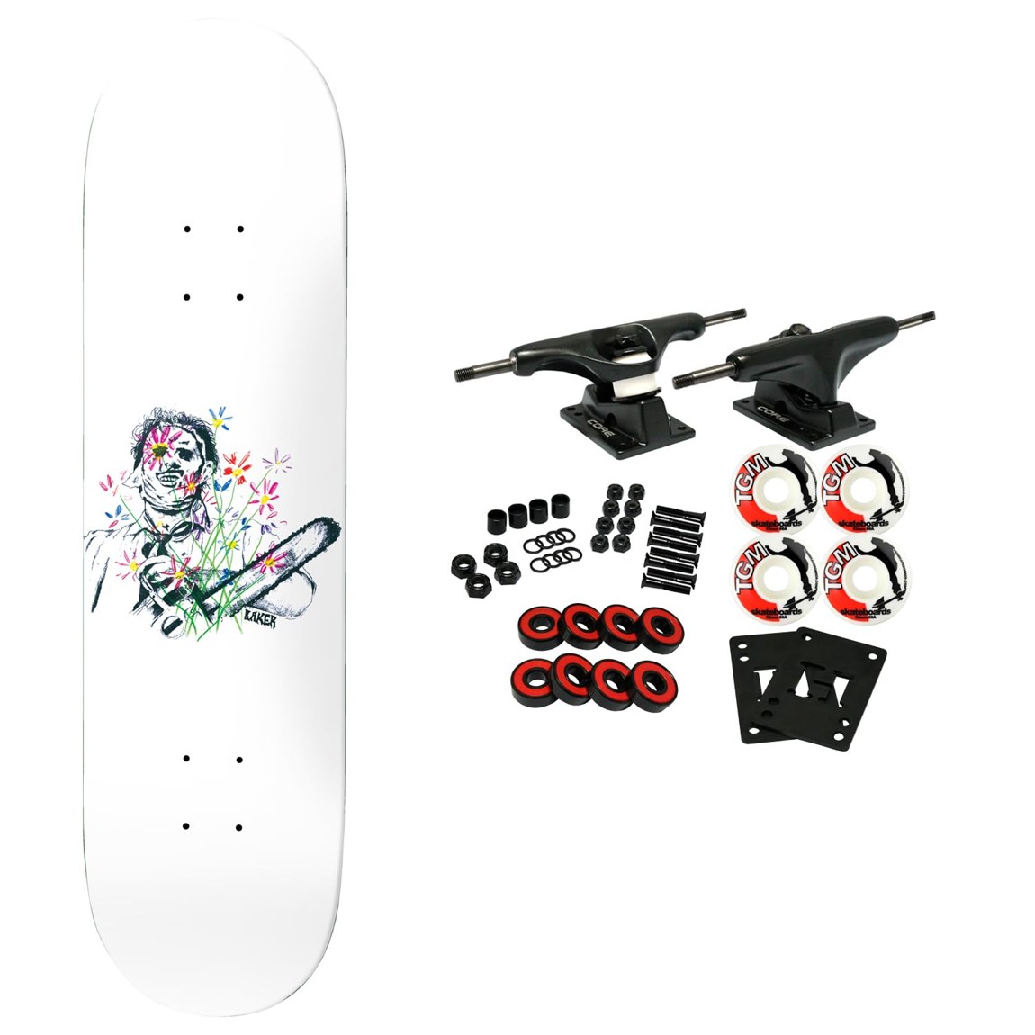 PRODUCT DETAILS Baker Casper Brooker Texas Flowers スケートボード コンプリート 8.5インチ White 8.5" x 32"【商品仕様】・ ブランド：Baker・ 種別：スケートボード ...