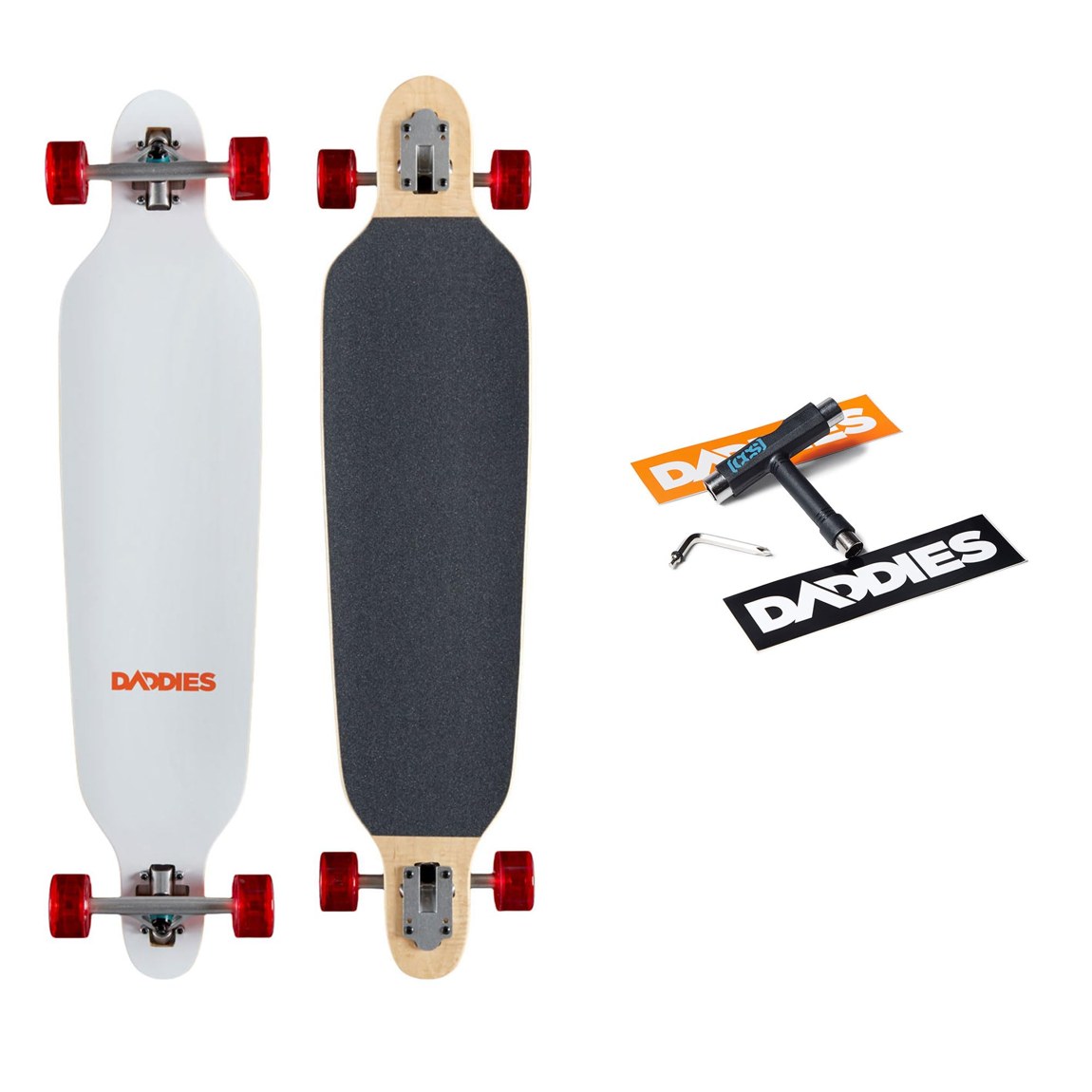 PRODUCT DETAILS Daddies Logo Drop Thru Longboard Complete White ロングボード コンプリート スケートボード【商品仕様】・ 種別：ロングボード コンプリート（完成品）・ デッキ素...