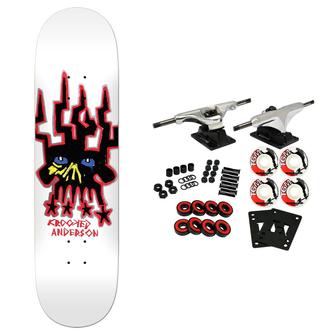 PRODUCT DETAILS Krooked Manderson Skull King スケートボード コンプリート 8.38" x 32" デッキ トラック ウィール セット【商品仕様】・ 種別：スケートボード コンプリート（未組み立て...