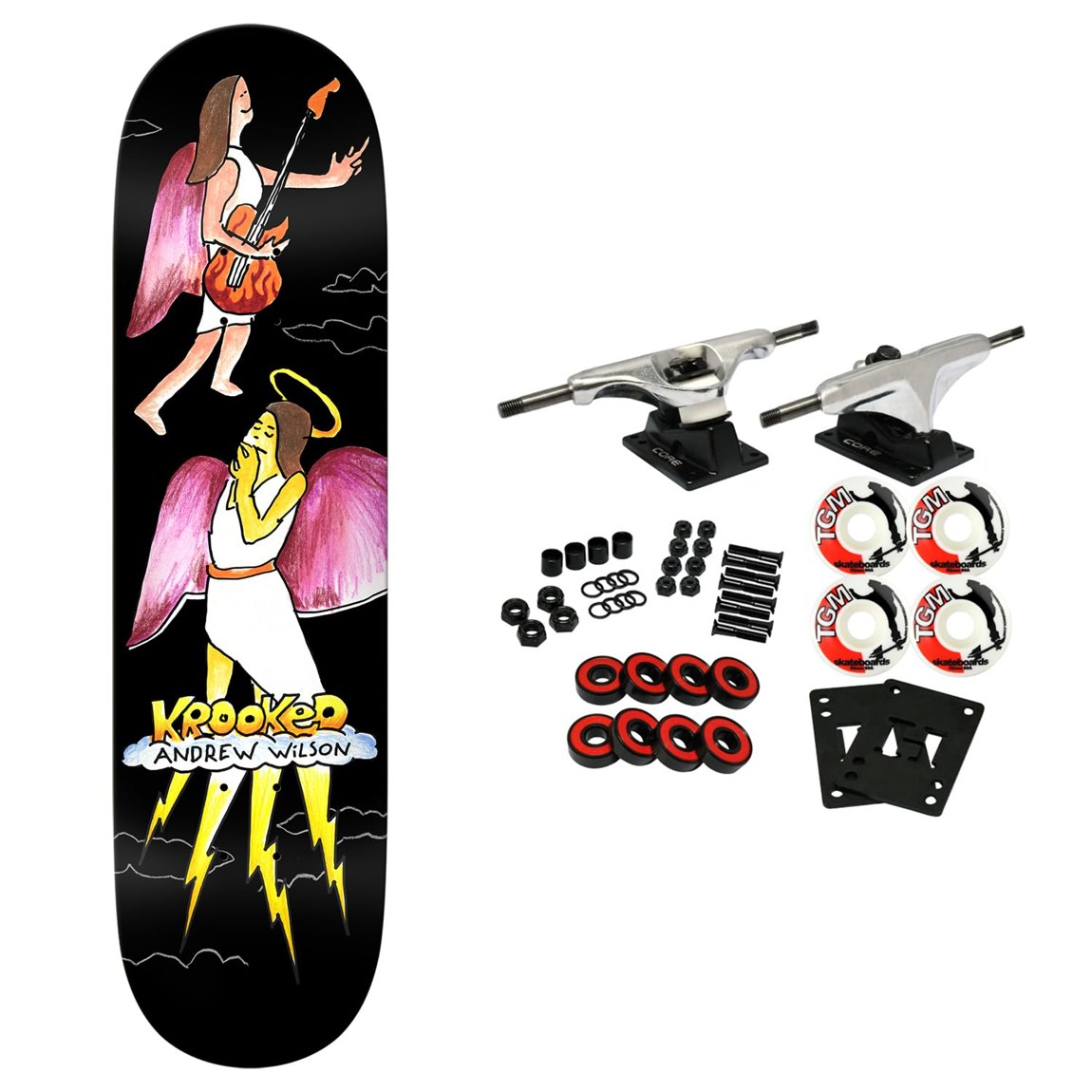 PRODUCT DETAILS Krooked Wilson Angel True Fit スケートボード コンプリート 8.25" x 31.5"【商品仕様】・ 種別：スケートボード コンプリート（未組み立て）・ デッキ幅：8.25インチ...