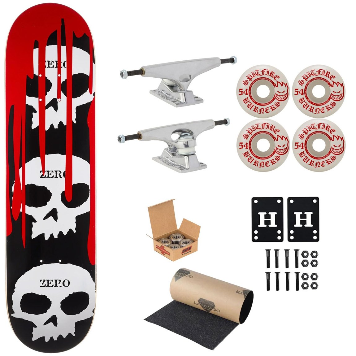 PRODUCT DETAILS Zero 3 Skulls スケートボード コンプリート 8.25インチ【商品仕様】・ 種別：スケートボード コンプリート（完成品）・ デッキ幅：8.25インチ（約20.95cm）・ デッキ長さ：31.9イン...