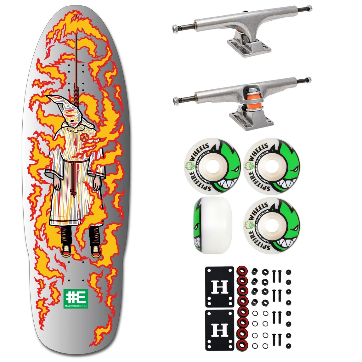 PRODUCT DETAILS Everybody Skates Burning Klansman Big Board Silver スケートボード コンプリート 12.3" x 40" Independent Spitfire【商品仕様】...
