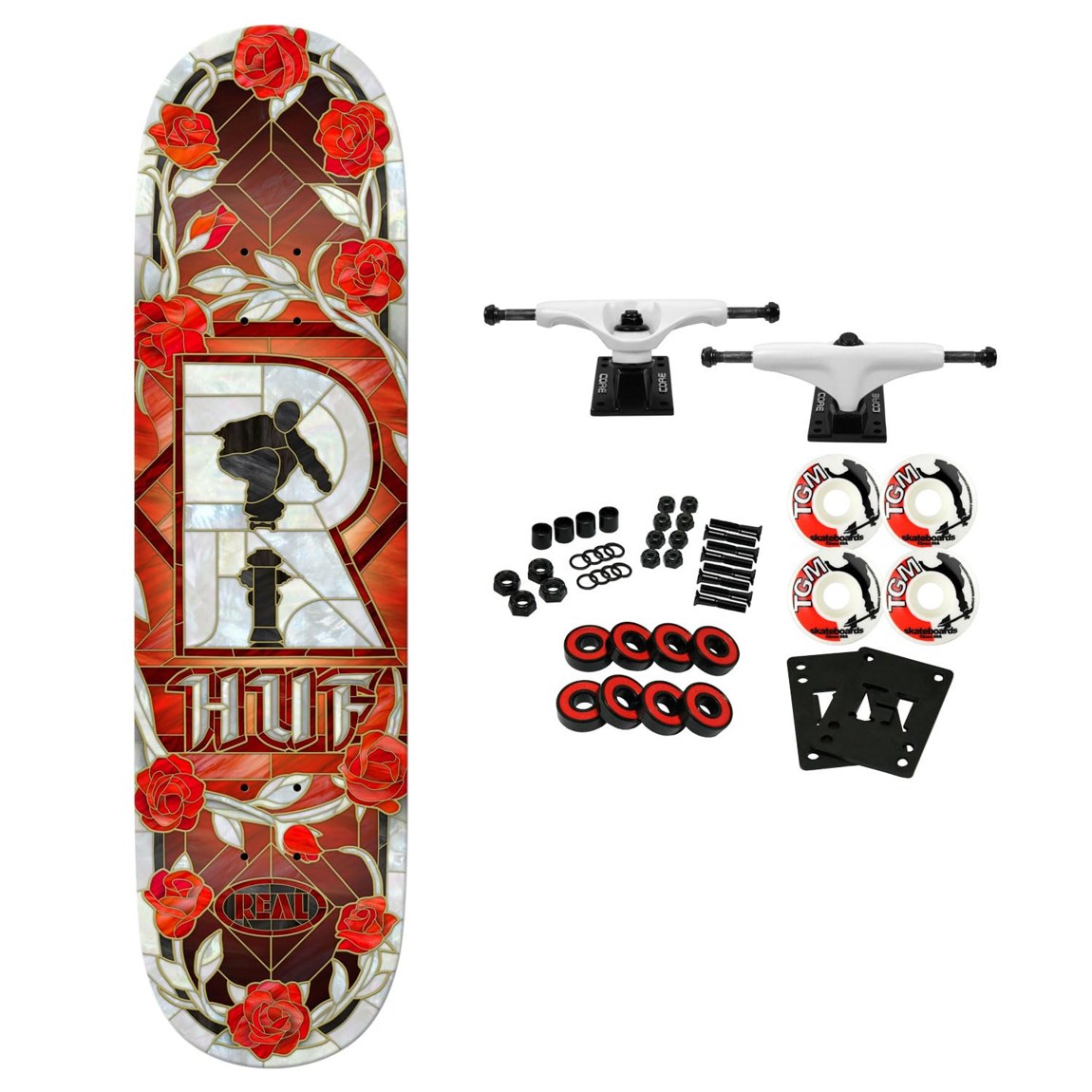 PRODUCT DETAILS REAL HUF Cathedral スケートボード コンプリート 8.38インチ デッキ 7層メープル【商品仕様】・ 種別：スケートボード コンプリート（組み立てキット）・ デッキ幅：8.38インチ（約21...
