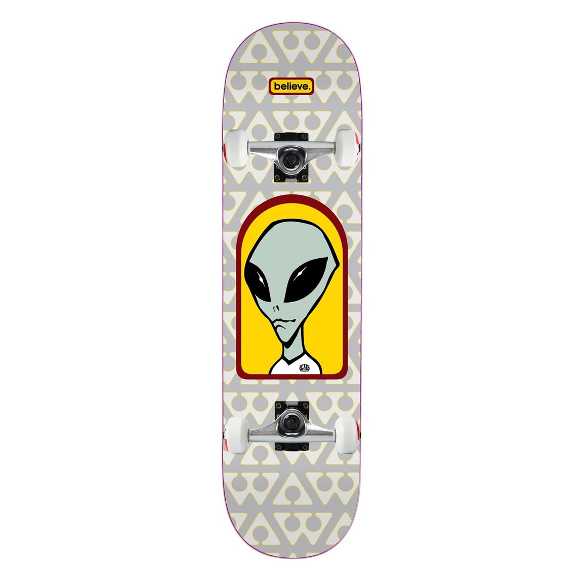 PRODUCT DETAILS Alien Workshop Believe Pattern Grey コンプリート スケートボード 8.625インチ【商品仕様】・ 種別：コンプリート スケートボード（完成品）・ デッキサイズ：8.625 ...