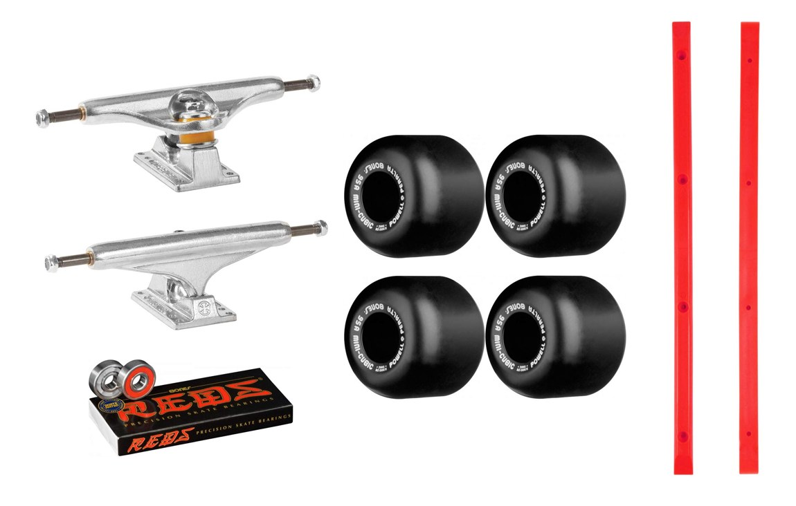 PRODUCT DETAILS INDEPENDENT Stage 11 144 Powell Mini-Cubic Bones Reds スケートボード トラック ウィール ベアリング レール セット【商品仕様】・ セット内容：トラック、...