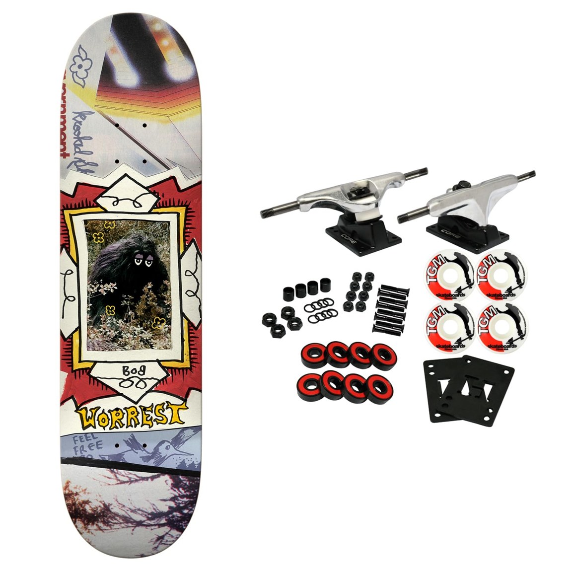 PRODUCT DETAILS Krooked Worrest Big Foot Twin Tail Slick スケートボード コンプリート 8.3" x 31.9"【商品仕様】・ 種別：スケートボード コンプリート（要組み立て）・ デッ...