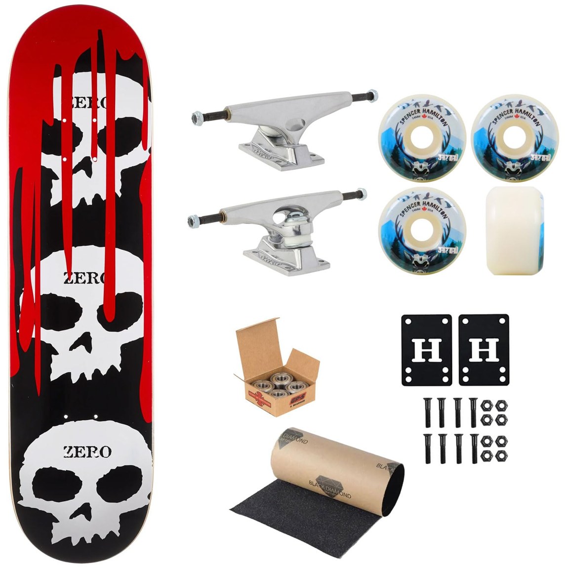 PRODUCT DETAILS Zero 3 Skulls スケートボード コンプリート 8.62インチ【商品仕様】・ ブランド：Zero Skateboards・ デッキサイズ：8.62インチ×32.25インチ（約21.89cm×81.9...