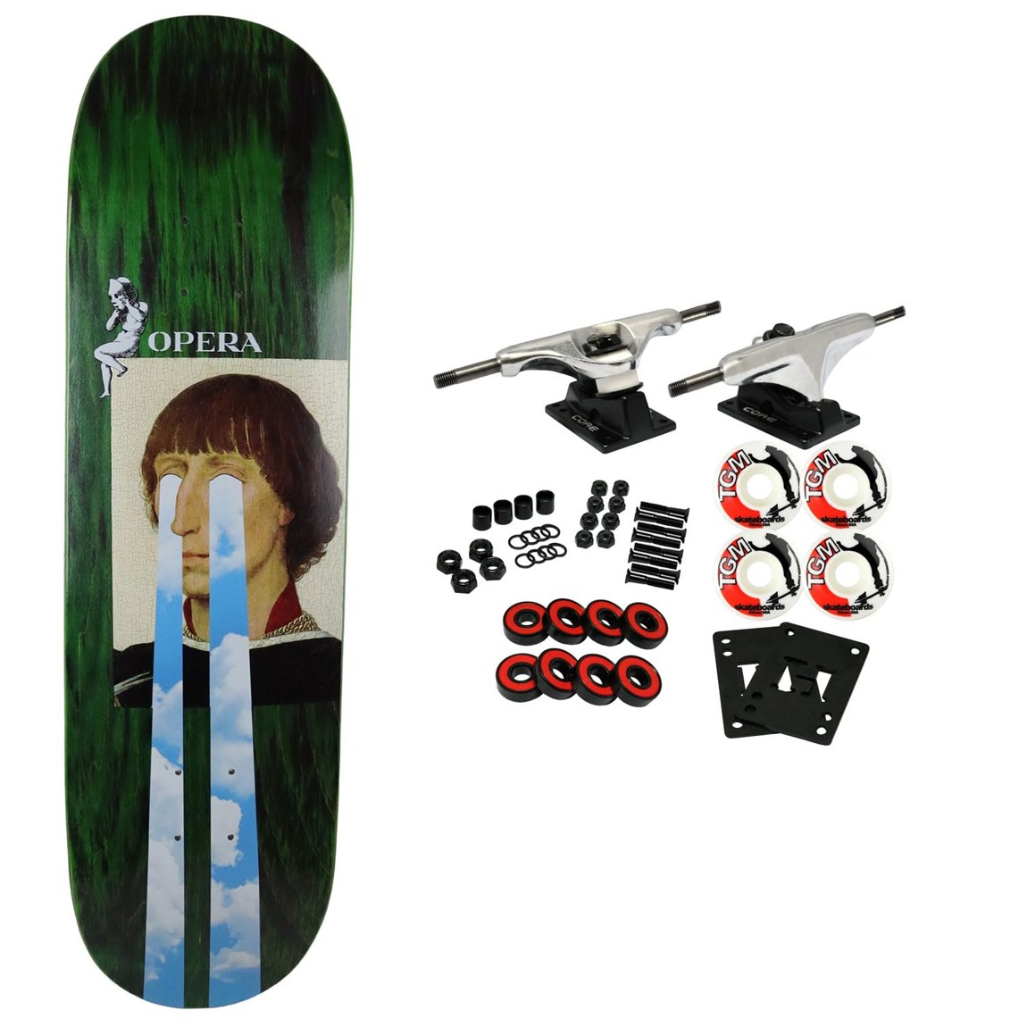 PRODUCT DETAILS Opera Jeff Rasp Drama Dark Green コンプリート スケートボード 8.625インチ【商品仕様】・ 種別：コンプリート スケートボード（未組み立て品）・ デッキサイズ：8.625 ...
