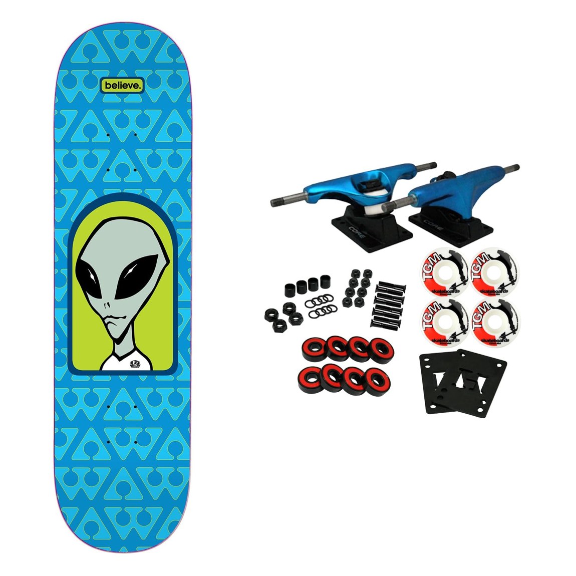 PRODUCT DETAILS Alien Workshop Believe Pattern Blue スケートボード コンプリート 8.125" x 32"【商品仕様】・ 種別：スケートボード コンプリート（完成品）・ デッキ幅：8.12...