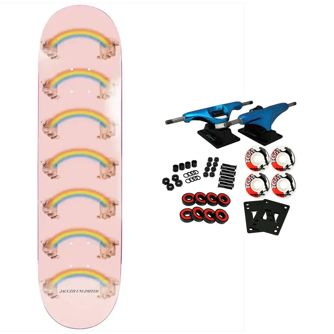 PRODUCT DETAILS Jacuzzi Unlimited Rainbow Hands Jet Ski スケートボード コンプリート 8.25" x 31.3"【商品仕様】・ 種別：スケートボード コンプリート（要組立て）・ デッキ...