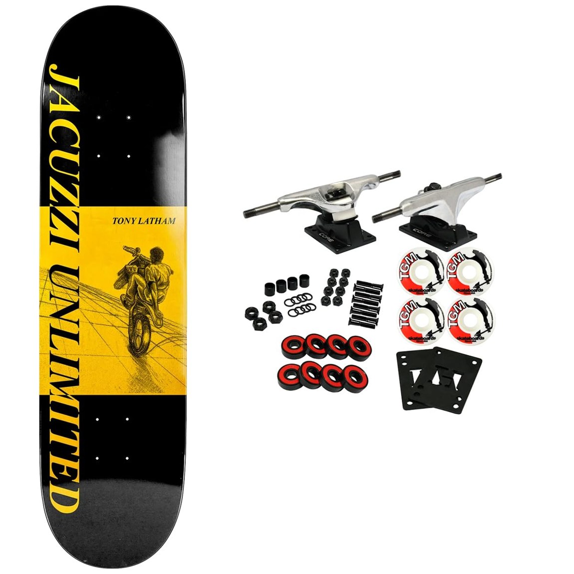 PRODUCT DETAILS Jacuzzi Unlimited Tony Latham Dirtbike Yellow スケートボード コンプリート 8.25インチ【商品仕様】・ 種別：スケートボード コンプリート（未組み立てパーツセッ...