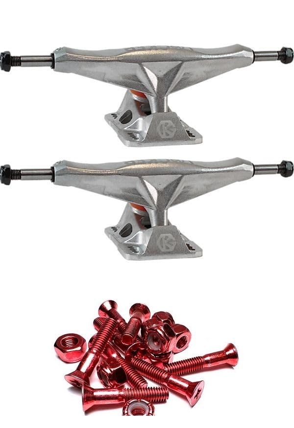 PRODUCT DETAILS Grind King Locker Raw Silver スケートボード トラック 6.1 Hanger 8.75 Axle 1インチ レッドハードウェア セット【商品仕様】・ 種別：スケートボード用トラック...