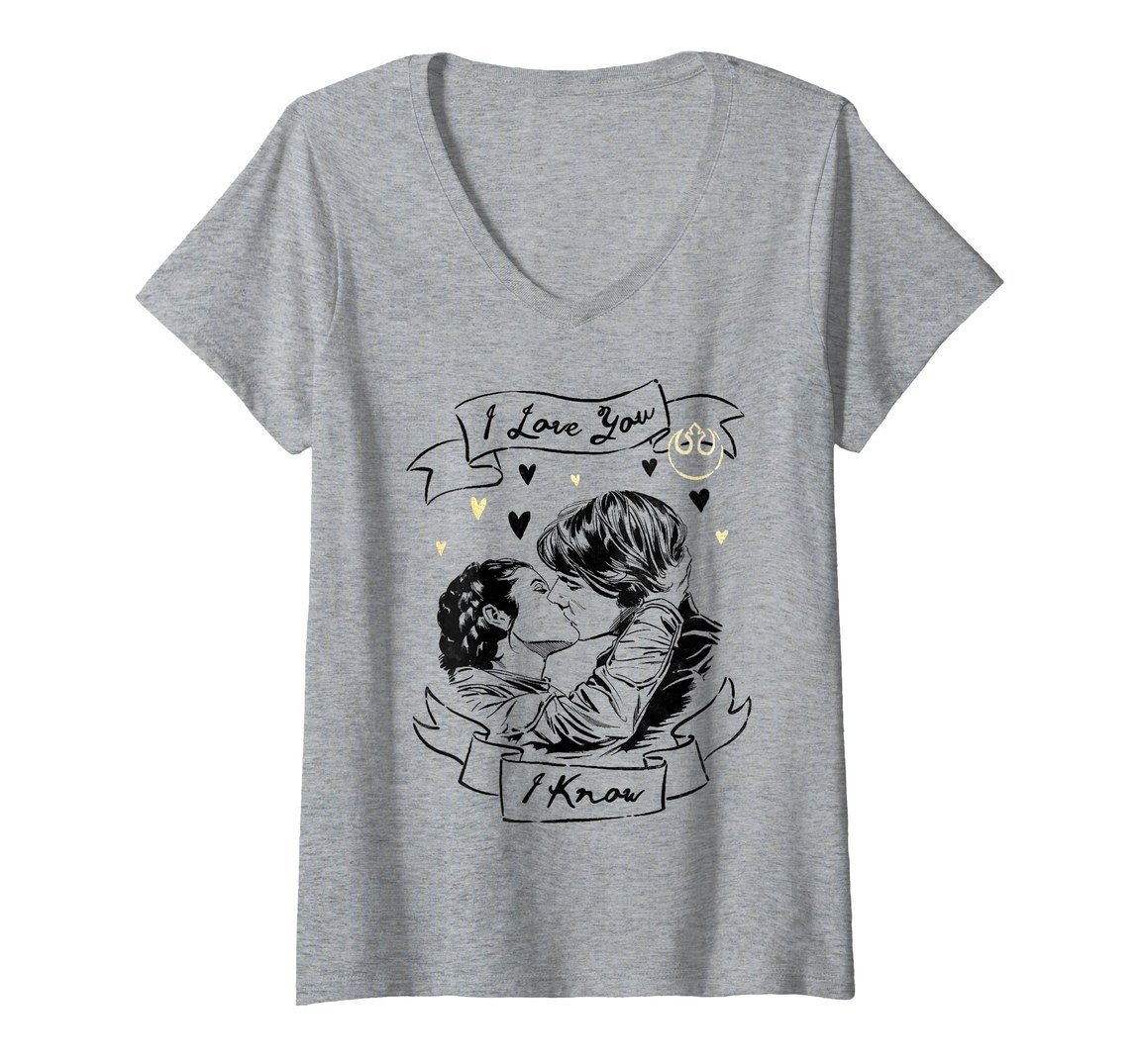 スターウォーズ ハン・ソロ & プリンセス・レイア Han Solo & Princess Leia I Love You I Know Vネック Tシャツ 半袖【商品情報】:・ ブランド:スターウォーズ公式ライセンス・ デザイン:ハン・ソ...