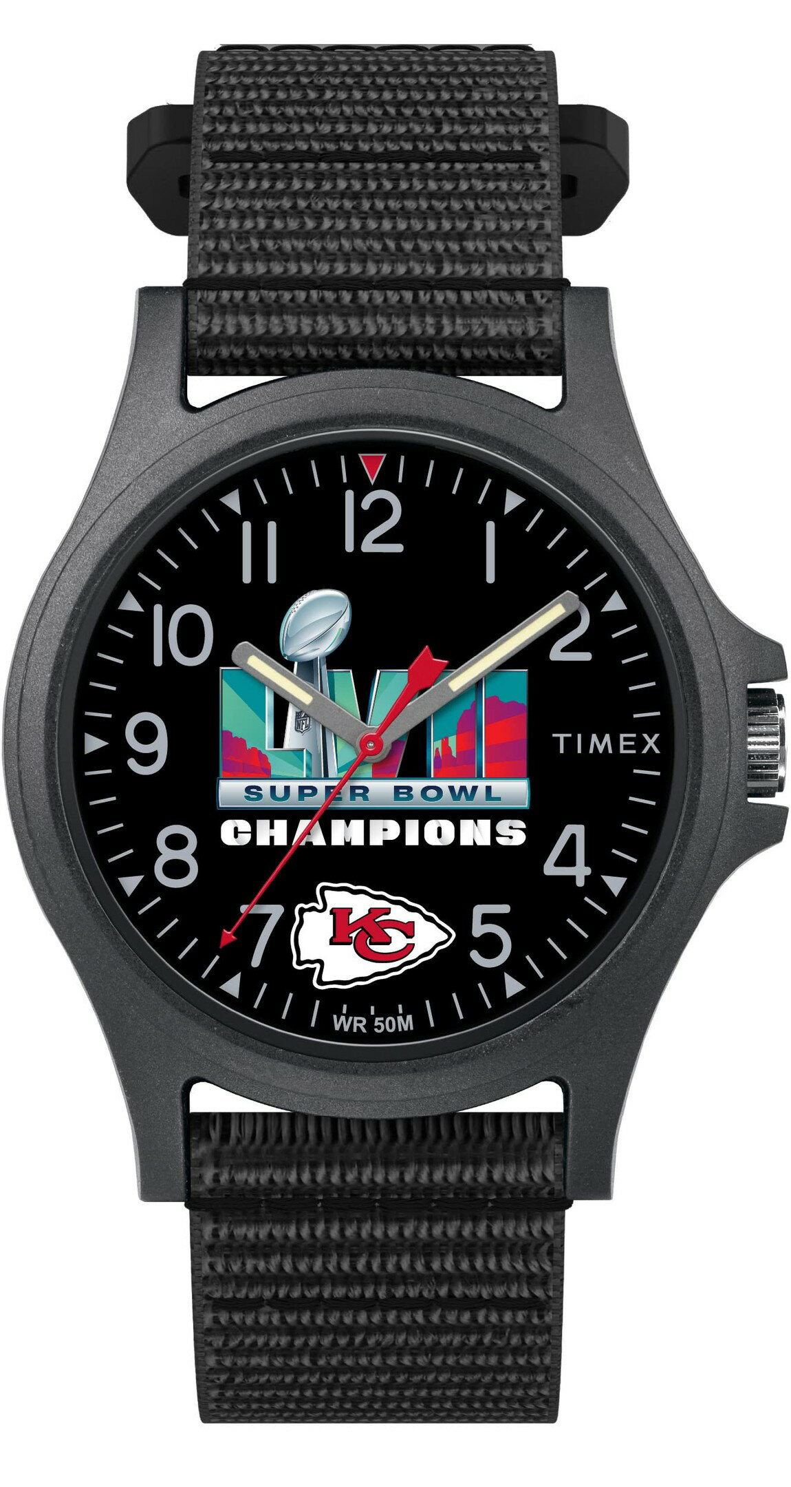 PRODUCT DETAILS タイメックス NFL Pride メンズ カンザスシティ・チーフス 2023 スーパーボウル 優勝記念 ブラック ナイロンベルト 40mm【商品仕様】・ ムーブメント：クォーツ・ ケース径：40mm・ ケース...