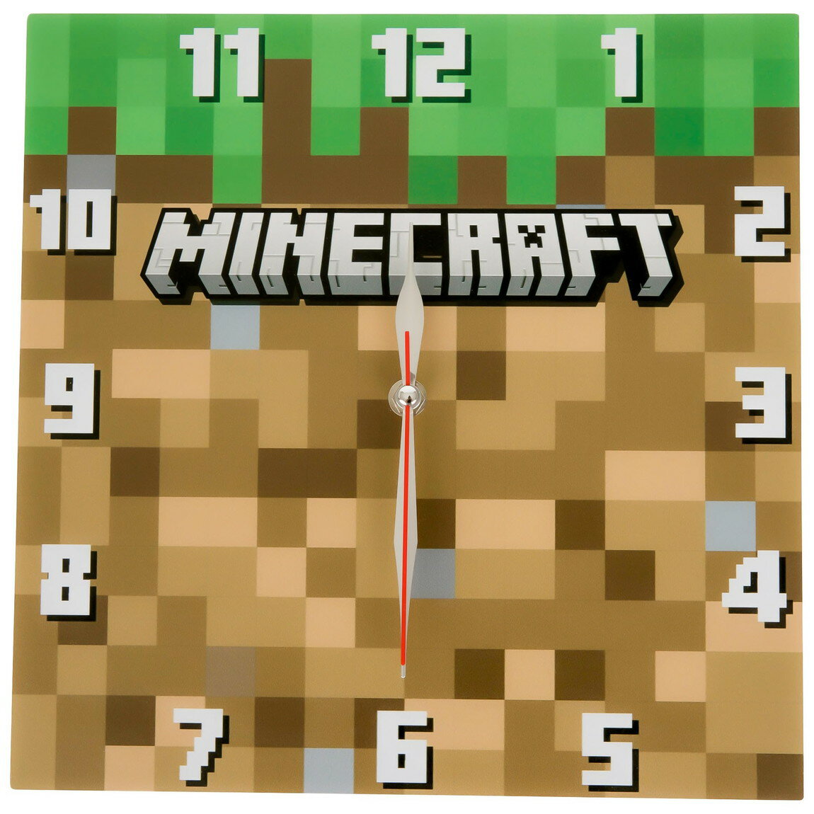 PRODUCT DETAILS Accutime Minecraft グラスブロック スクエア 壁掛け時計【商品仕様】・ブランド：Accutime・商品カテゴリ：壁掛け時計・素材：プラスチック・カラー：ブラウン、グリーン（グラスブロック柄）...