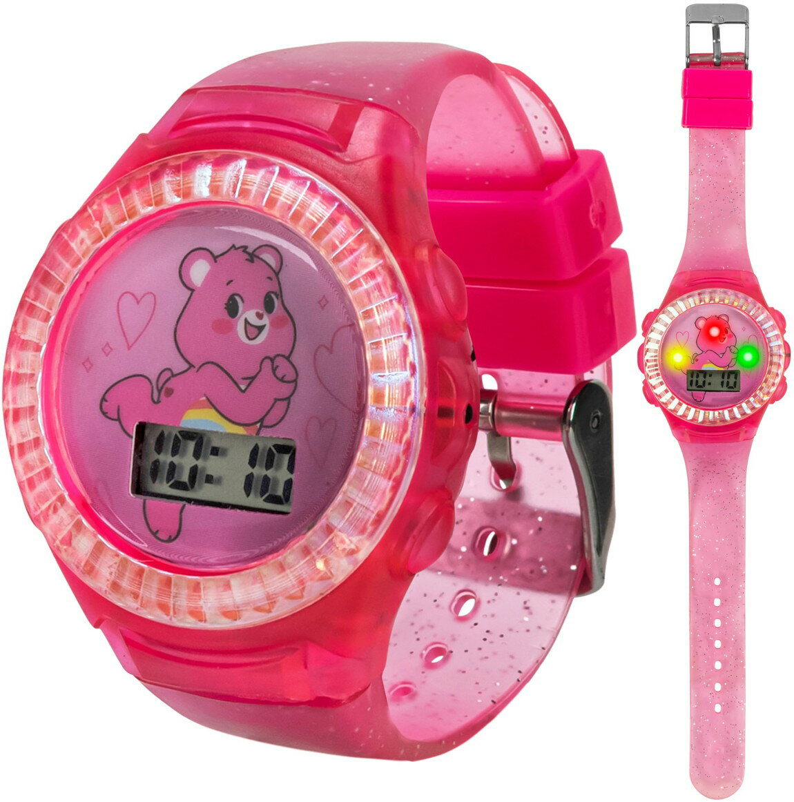 PRODUCT DETAILS Care Bears キッズ 腕時計 デジタル ピンク ラメ入りベルト 点滅ベゼル 子供用【商品仕様】・ブランド：Care Bears・タイプ：デジタル腕時計・カラー：ピンク（ラメ入り）・素材：ジェリー（樹脂...