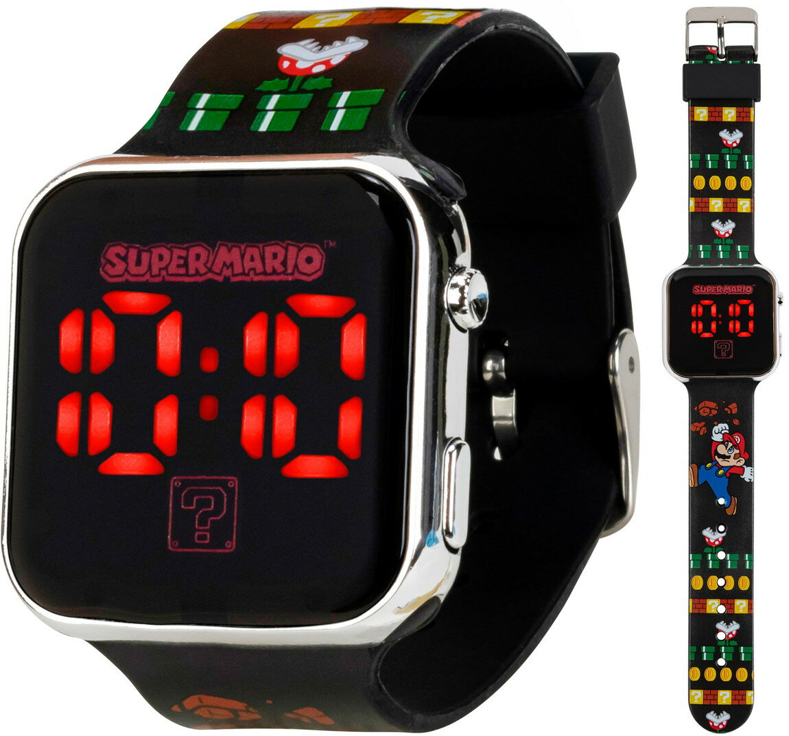 PRODUCT DETAILS Nintendo Super Mario キッズ腕時計 デジタル LED表示 シルバーケース 子供用 プレゼント【商品仕様】・ブランド：Nintendo・表示方式：デジタル（赤色LED）・ケースカラー：シルバ...