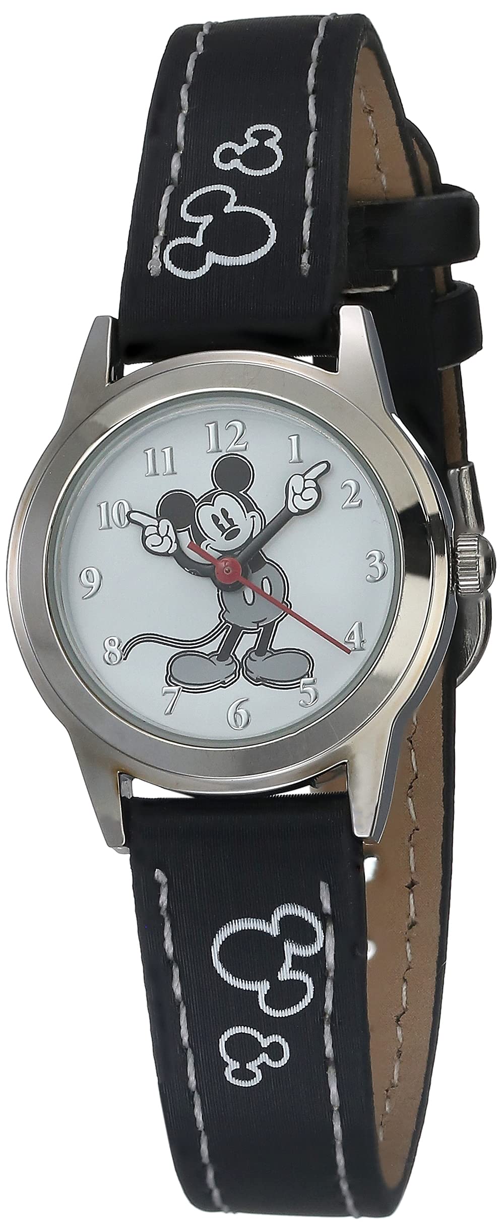 PRODUCT DETAILS Disney ミッキーマウス アナログ キッズ腕時計 ホワイト文字盤 ブラックベルト ミッキーシルエットデザイン【商品仕様】・ブランド：Disney・表示方式：アナログ・ケース径：約25mm・文字盤：ホワイト...