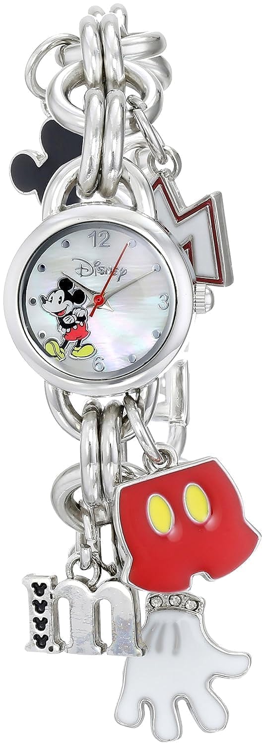 PRODUCT DETAILS Disney Mickey Mouse キッズ チャームブレスレットウォッチ 腕時計 アナログ シルバー マザーオブパール風文字盤【商品仕様】・ブランド：Disney・ムーブメント：クォーツ・文字盤：マザーオ...