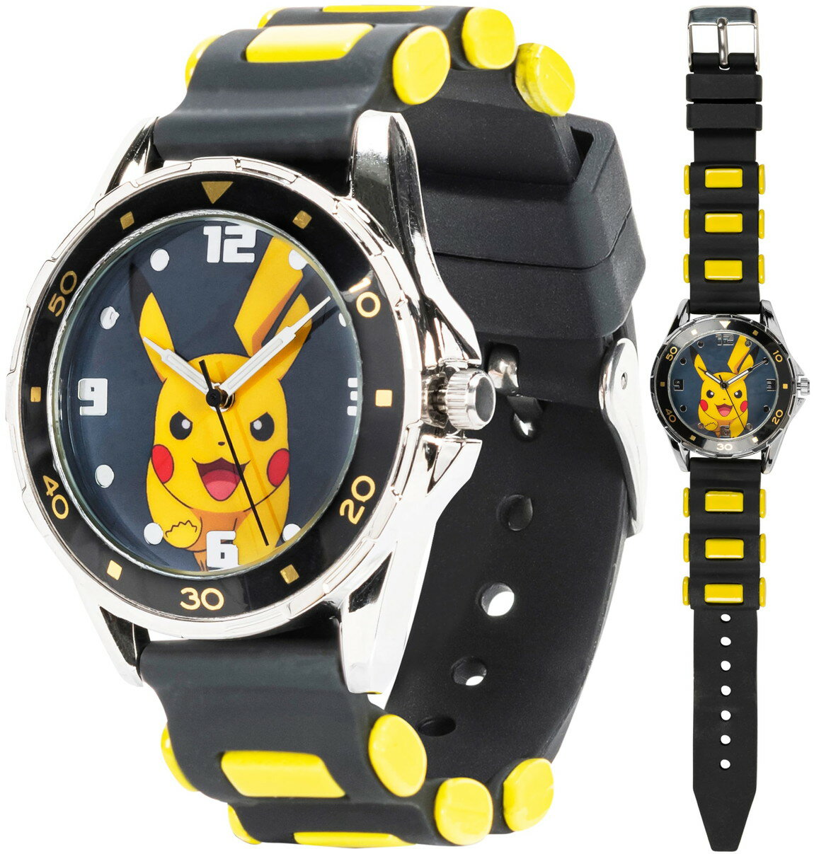 PRODUCT DETAILS Accutime ポケモン ピカチュウ アナログ 腕時計 ブラック＆イエロー シリコンバンド キッズウォッチ【商品仕様】・ブランド：Accutime・キャラクター：ピカチュウ（ポケモン）・表示方式：アナログ・...