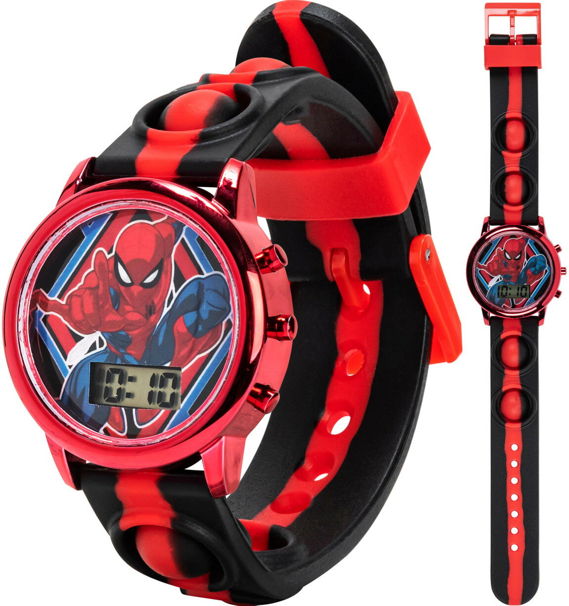 PRODUCT DETAILS Accutime スパイダーマン キッズ デジタル腕時計 LEDライト付き ポップイットストラップ【商品仕様】・ブランド：Accutime・種類：キッズ用デジタル腕時計・デザイン：スパイダーマン（Marvel...