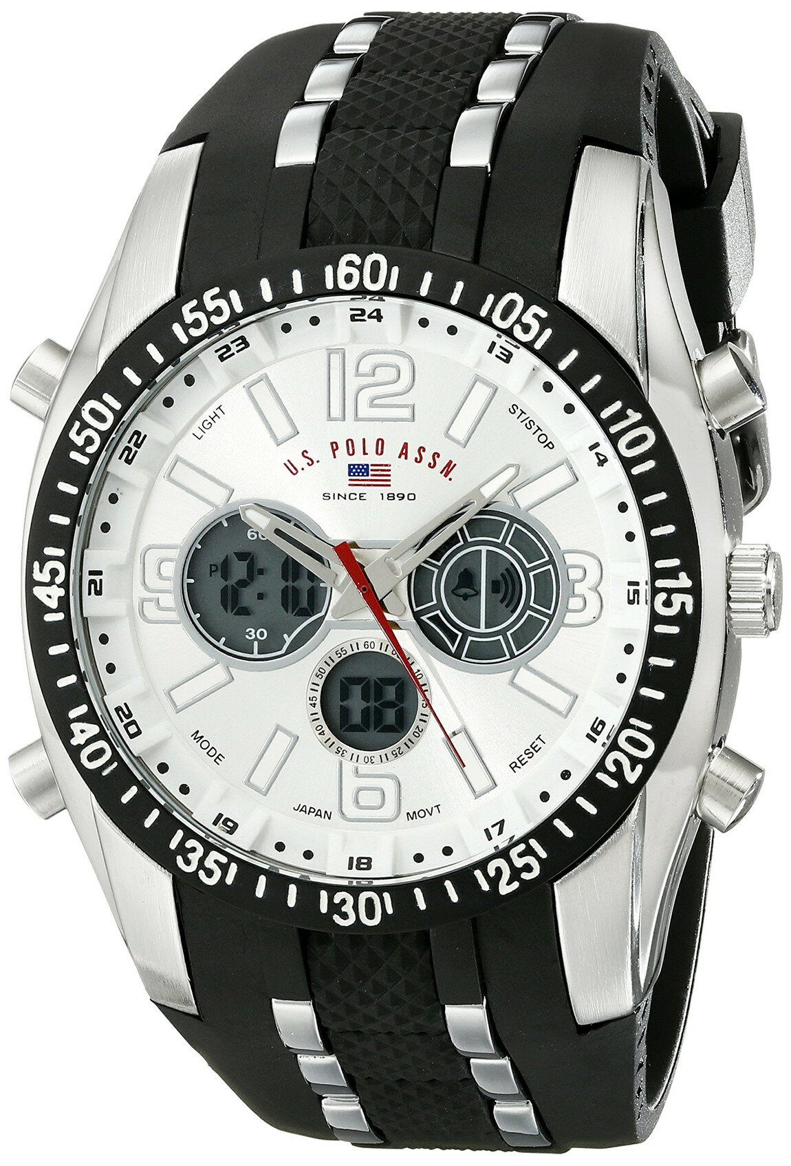 PRODUCT DETAILS U.S. Polo Assn. メンズ スポーツウォッチ アナログ デジタル 腕時計 ブラック ラバーベルト 45mm【商品仕様】・ブランド：U.S. Polo Assn.・ケース直径：約45mm・ケース厚さ...