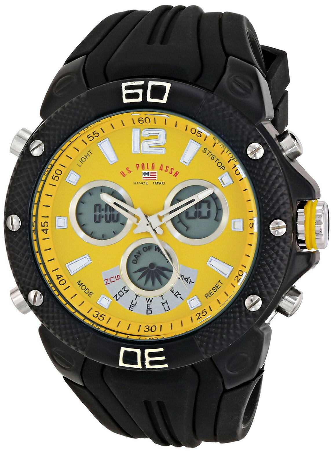 PRODUCT DETAILS U.S. Polo Assn. 腕時計 メンズ デジアナ アナログ デジタル ブラック イエロー ラバーベルト スポーツウォッチ【商品仕様】・ブランド：U.S. Polo Assn.・表示方式：アナログ・デジ...