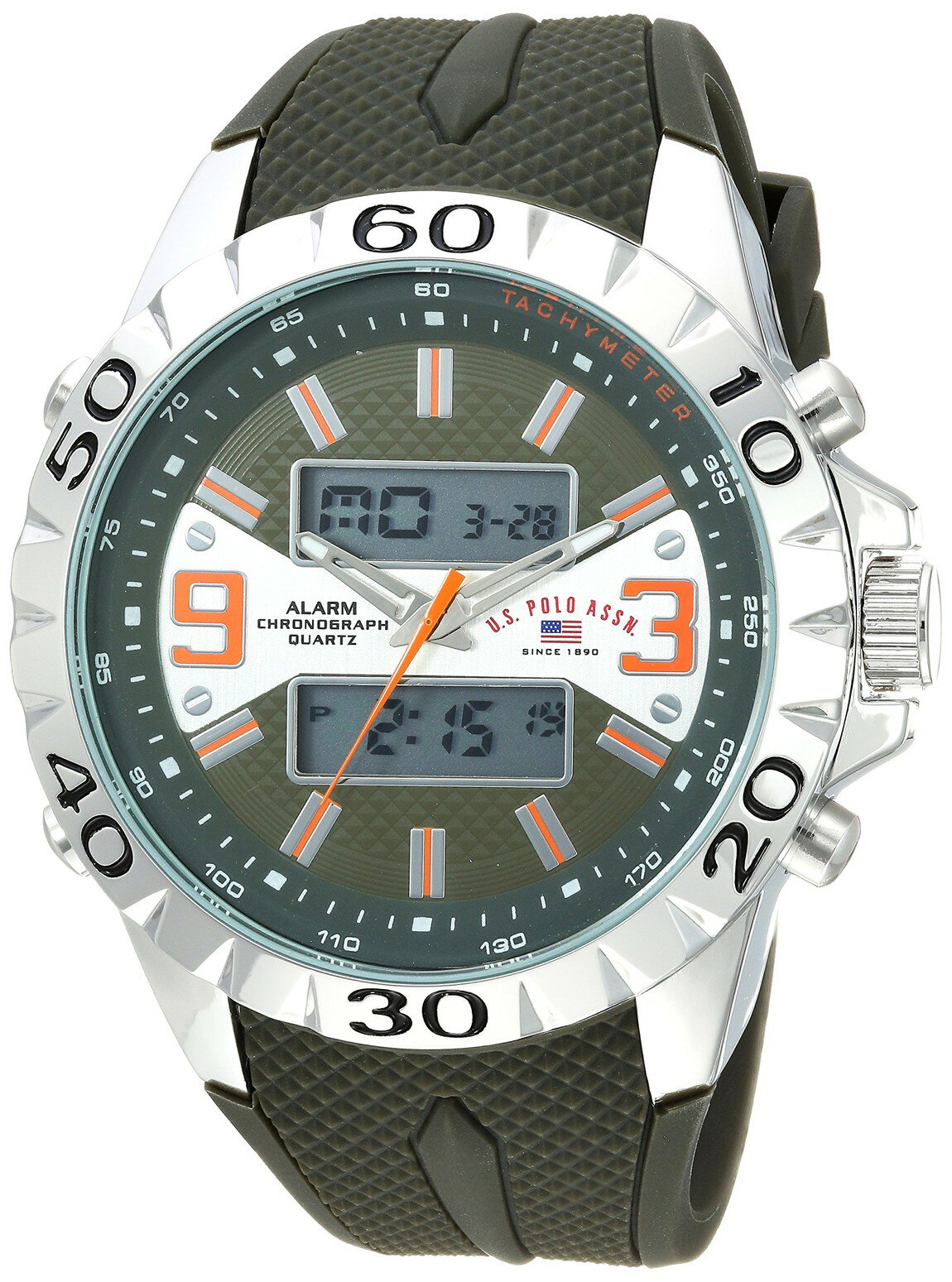 PRODUCT DETAILS U.S. Polo Assn. メンズ アナデジ 腕時計 オリーブグリーン ラバーベルト ビッグフェイス 50mm【商品仕様】・ブランド：U.S. Polo Assn.・表示タイプ：アナログ・デジタル表示・ケ...