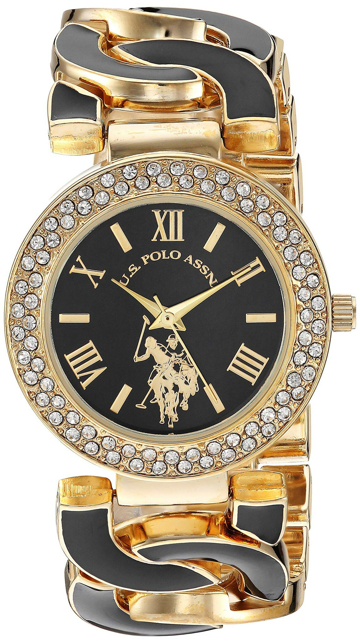 PRODUCT DETAILS U.S. Polo Assn. レディース 腕時計 ゴールド×ブラック チェーンブレスレット ラインストーン【商品仕様】・ブランド：U.S. Polo Assn.・ケース直径：約33.0mm・カラー：ゴールド...