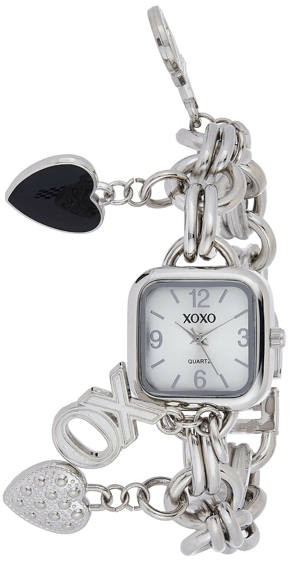PRODUCT DETAILS XOXO レディース チャーム ブレスレットウォッチ シルバーカラー 腕時計 ハート XOモチーフ アナログ【商品仕様】・ブランド：XOXO・表示方式：アナログ（クォーツ式）・カラー：シルバー（ポリッシュ仕上...