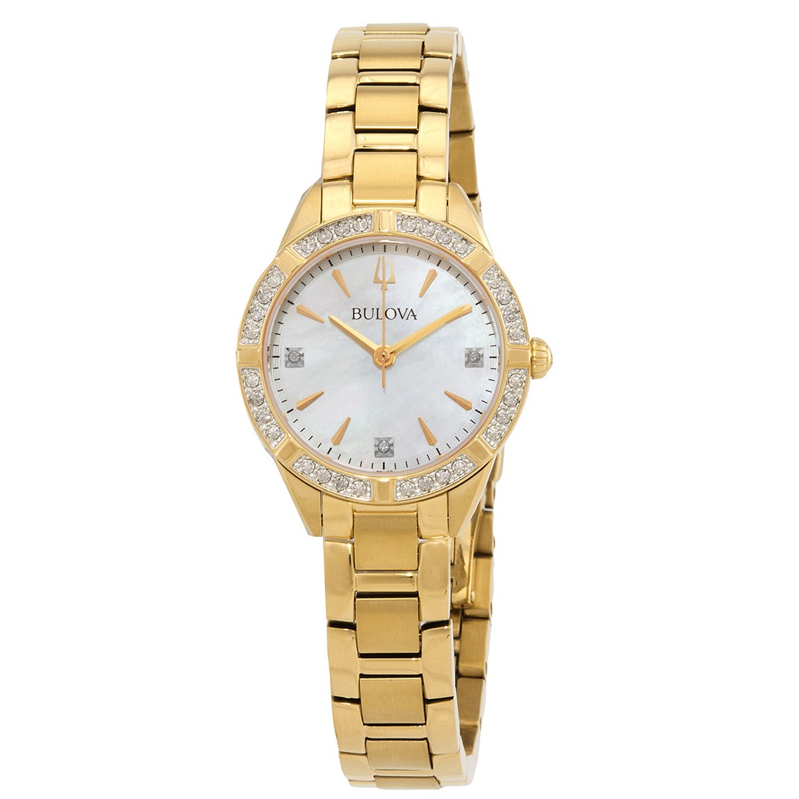 PRODUCT DETAILS Bulova Sutton 腕時計 ホワイトマザーオブパール文字盤 ダイヤモンド クォーツ レディース 98R297【商品仕様】・ ブランド：Bulova・ ムーブメント：クォーツ・ ケース素材：ゴールドトー...