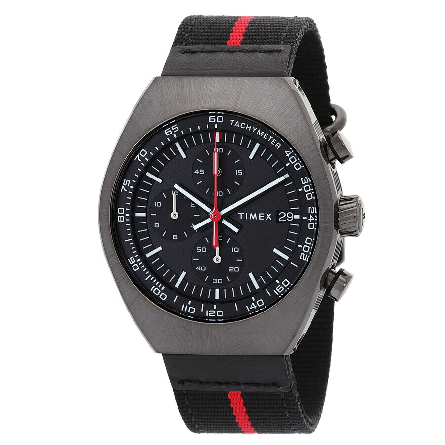 PRODUCT DETAILS Timex Legacy メンズ腕時計 トノー型 クロノグラフ クォーツ ガンメタルIP ブラックダイアル ファブリックストラップ【商品仕様】・ ムーブメント：クォーツ・ ケース素材：ステンレススチール（ガン...