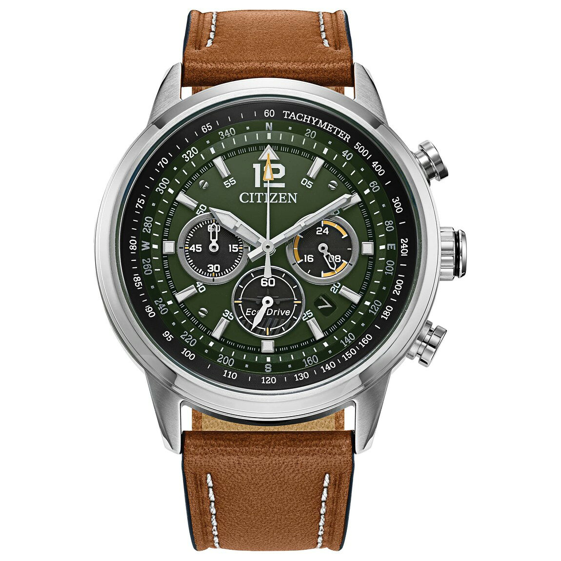 PRODUCT DETAILS Citizen Weekender Sport Chronograph 腕時計 グリーン文字盤 メンズ ブラウンレザー Eco-Drive CA4477-08X【商品仕様】・ ブランド：Citizen・ ムー...