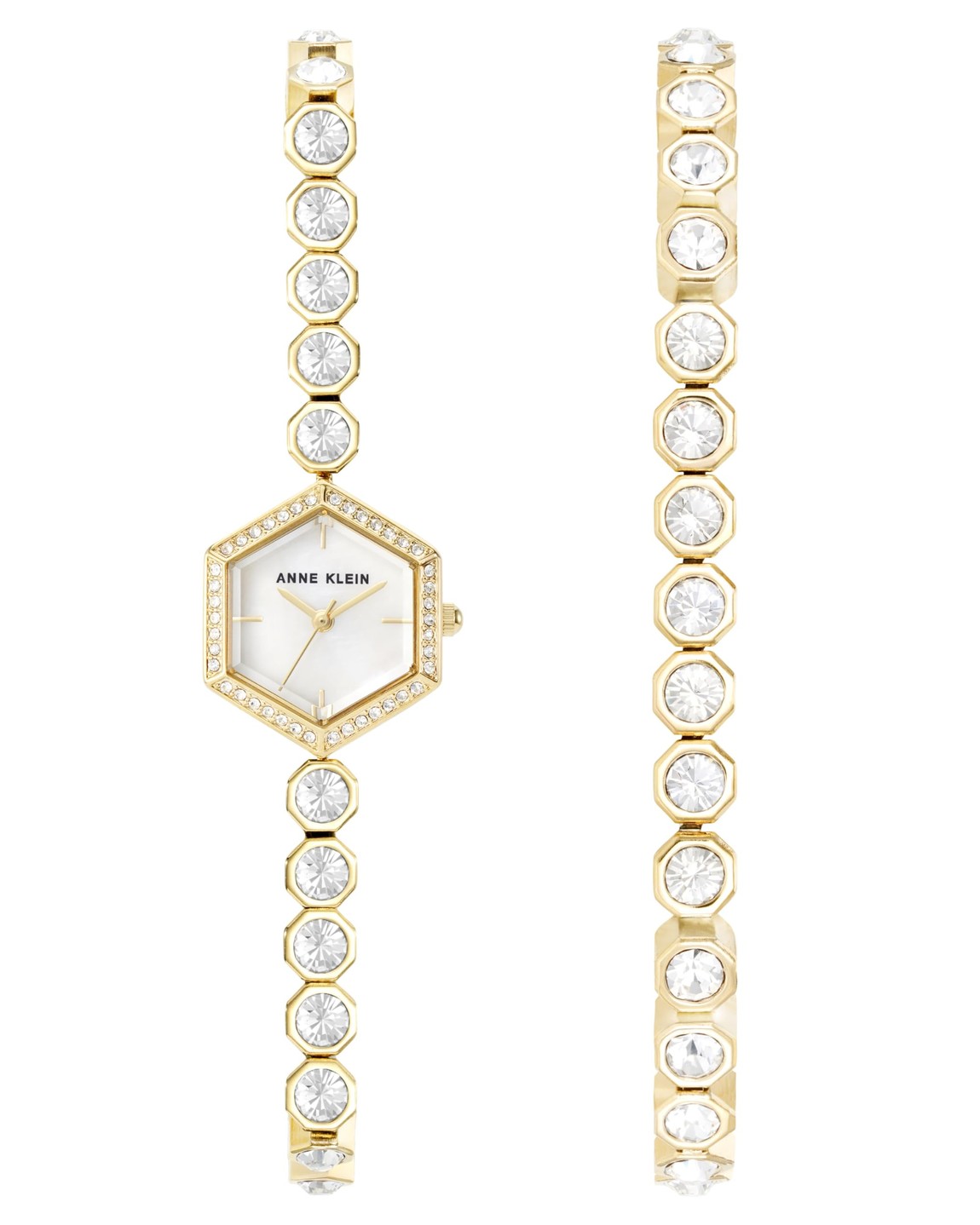 PRODUCT DETAILS Anne Klein Women's クリスタルアクセント ブレスレットウォッチ セット 腕時計 マザーオブパール ゴールド 21mm レディース【商品仕様】・ ブランド：Anne Klein・ ムーブメント...