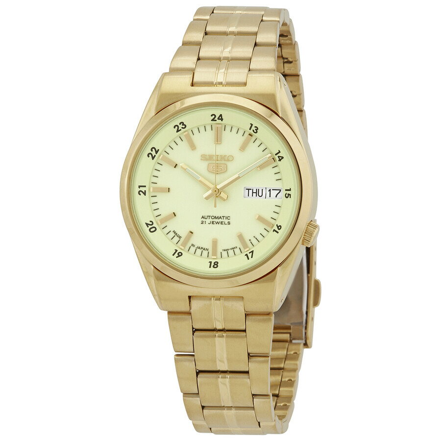 商品説明 主な機能/スペック・ゴールドトーンステンレススチールケース&ブレスレット・固定ゴールドトーンベゼル・蓄光ゴールドトーンの針とインデックスアワーマーカー・分マーカー、外周に24時間マーカー・アナログディスプレイ・3時位置に曜日と日付...