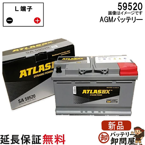 .商品概要 SA 59520（旧 AX 595-850） アトラス AGM 自動車用 バッテリー ◆ 商品説明 ◆ メーカー アトラス ( ATLAS ) 規格 容量 (20時間率)： 95Ah　 サイズ ： 長 351　幅 174　総高 ...