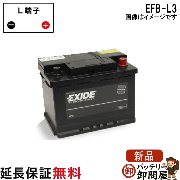 .商品概要 ▓&nbsp; EXIDE EFB L3 エキサイド 輸入車用 バッテリー メーカー EXIDE （ エキサイド ） 型式 EFB-L3 規格 容量(5時間率)：70Ah　 始動電流CCA(EN) : 720A サイ...