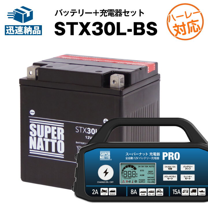 〜バイクバッテリー（STX30L-BS）〜 ■互換：YIX30L、YTX30L-BS、SVR12VX30L-B、66010-97B、66000212 などハーレー用バイクバッテリー ■適合車種：ハーレー ダビッドソン FXHX ストリートグ...