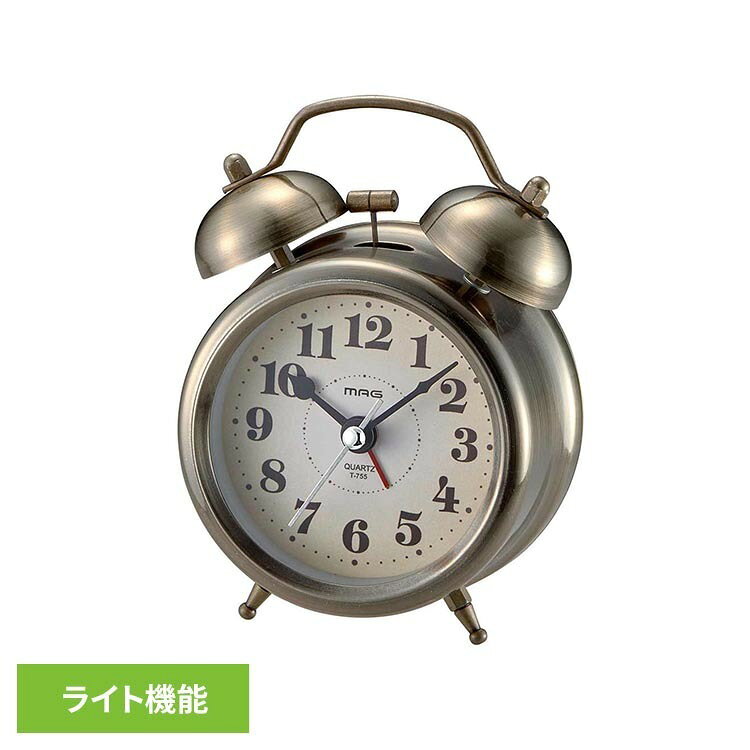 真鍮（シンチュウ）を思わせるアンティークゴールド色のツインベル。しっかり起床できる両打ちベル。暗い場所でも便利なライト機能。秒針は滑らかに動きます。●商品サイズ（cm）幅約8.8×奥行約5.8×高さ約12●商品重量約200g●商品仕様連続秒...