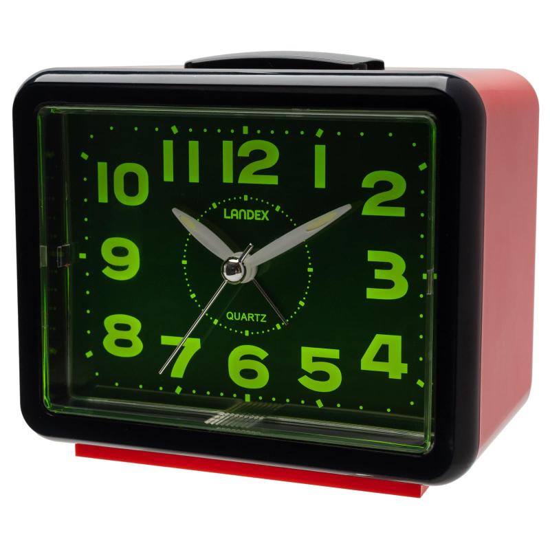 ランデックス(Landex) 目覚まし時計 置き時計 アナログ 秒針の音がしない 静音 連続秒針 電子音 アラーム ライト スヌーズ レトロ ブラック レッド アサめぐり ギフト プレゼント✅【レトロな彩りで毎朝を楽しく】鮮やかな赤いボディ...