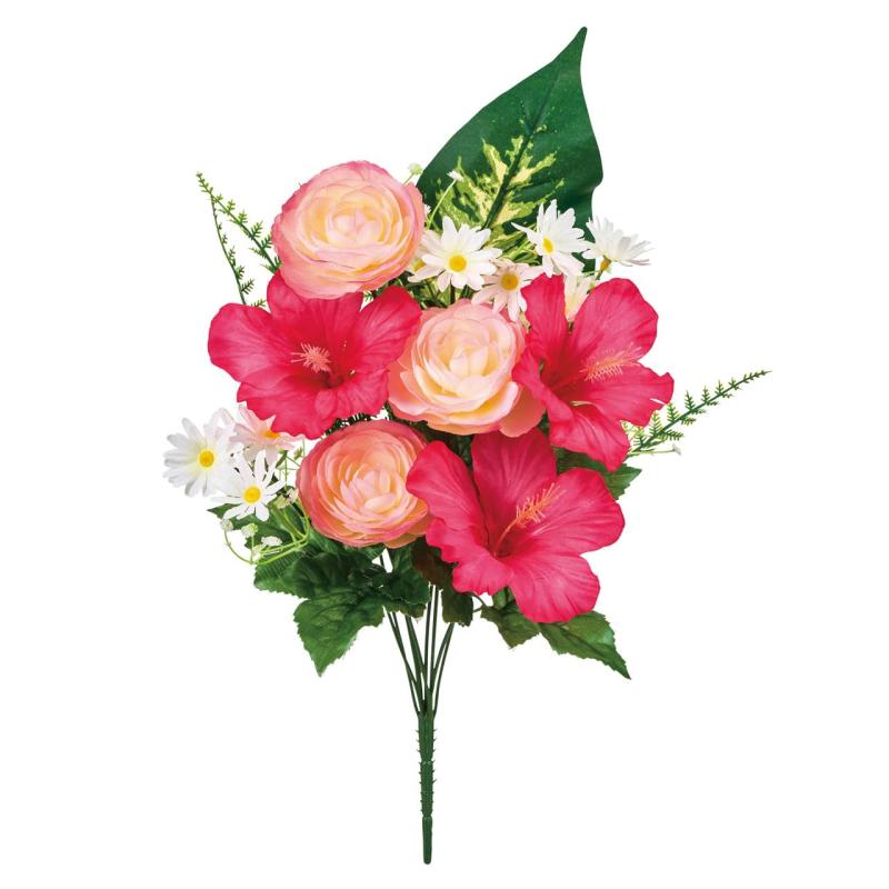 東京堂(Tokyodo) 造花 ハイビスカスラナンブッシュ L43×W20cm 1入 FM0B2504-zzzサイズ : 本体 : 長さ43×幅20cm・ハイビスカス : 直径12cm・ラナン : 直径8cm重量 : 65g材質 : ポリエ...