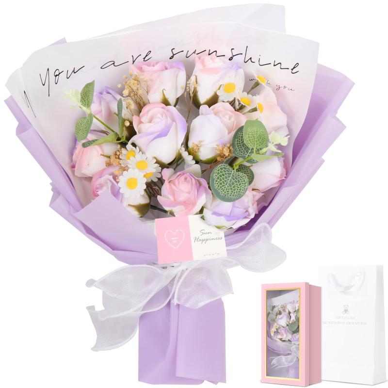 YIBONIKAイボニカ 枯れない花 ソープフラワー 造花 花束 母の日 ギフト BOX入り バラ バレンタインデー 誕生日 記念日 退職祝い お見舞い 敬老の日 プレゼント 女性 友達 人気 可愛い 長く楽し【商品仕様】高級感のある透明な...