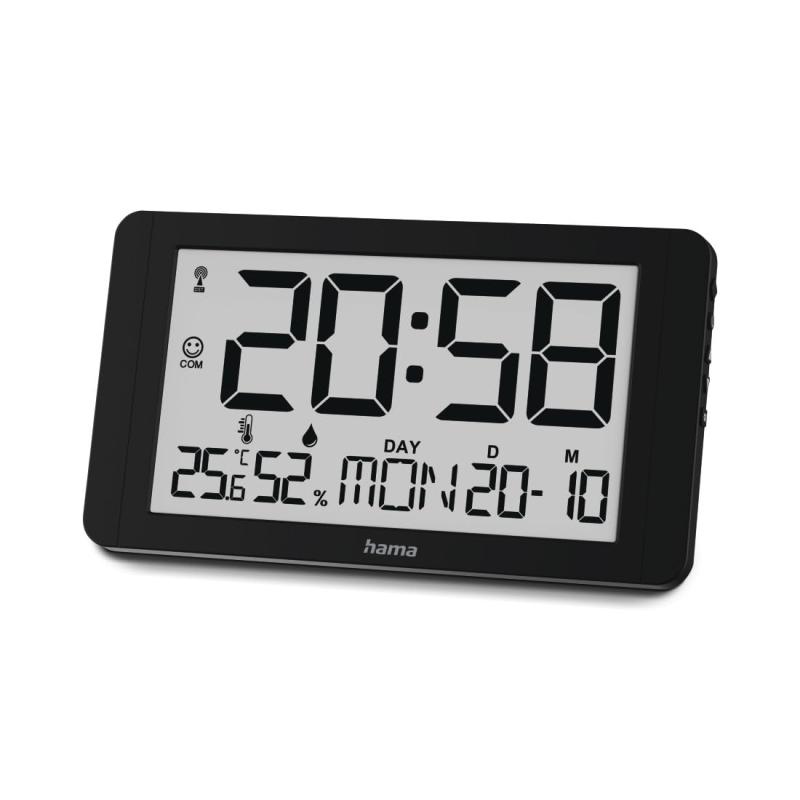 hama ドイツ "Cuba" Digital Wall Clock, Radio-Controlled Clock with Thermometer/Hygrometアラームクロック