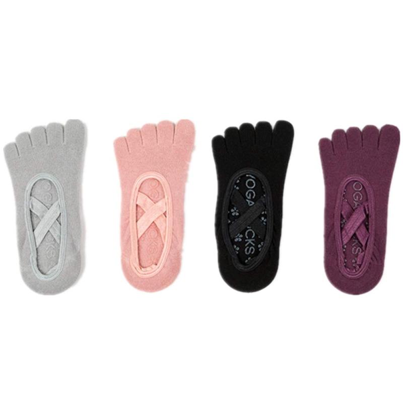 [Win.Deeper] ヨガソックス 靴下 滑り止め ホット ヨガ スポーツ ピラティス スニーカーソックス レディース 4足セット/3足セット (4color 五本指)サイズ：フリーサイズ（22.0～26.0cm）セット数：セットA(4...